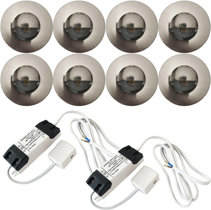 Loops Eyelid LED Plinth Light Kit 8x Round Spotlight Kitchen Bathroom ...