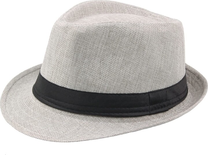Lerpwige Men's Classic Fedora Hat Black Banded Short Brim Summer Sun ...