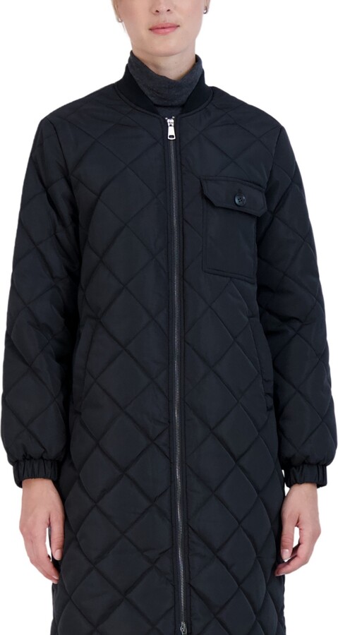 Sebby Collection Women's Long Diamond Quilt Jacket - ShopStyle Outerwear