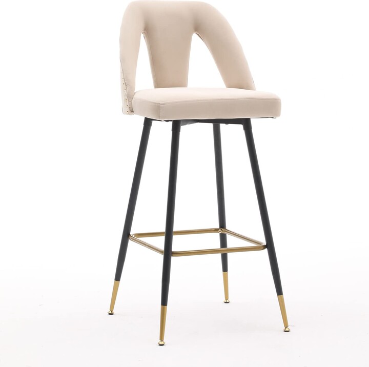 EasyCom Beige Akoya Collection Modern | Contemporary Velvet Upholstered ...