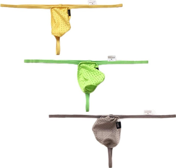 ADAHOP Men's Thong Men's Thin String Underwear Micro Mesh Nylon T-Back ...