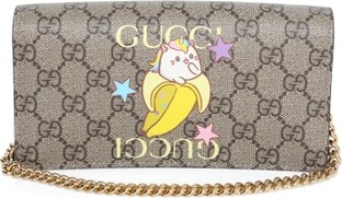 Gucci Love Parade Wallet With Chain In Monogram With Banana Cartoon ...