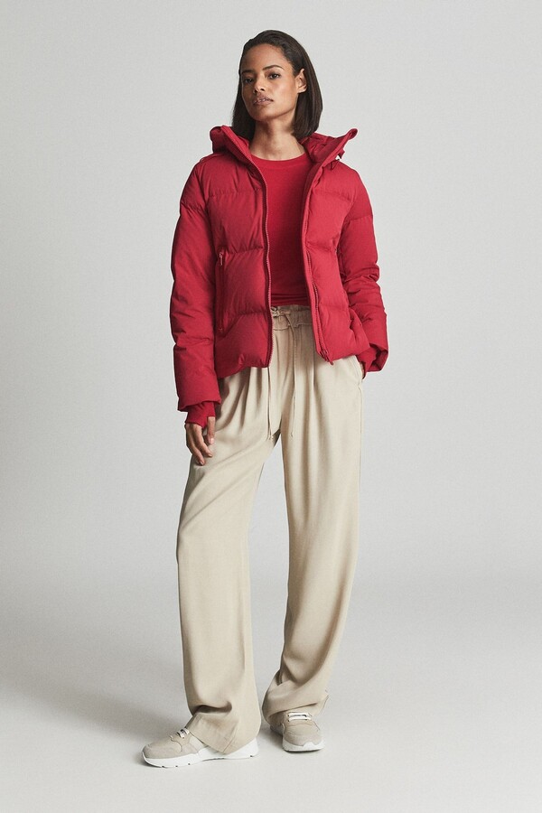 Reiss Red Thea Short Puffer Jacket - ShopStyle