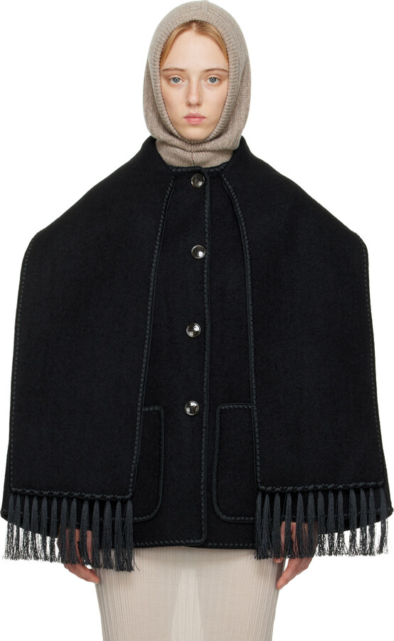 Totême Black Embroidered Scarf Jacket - ShopStyle