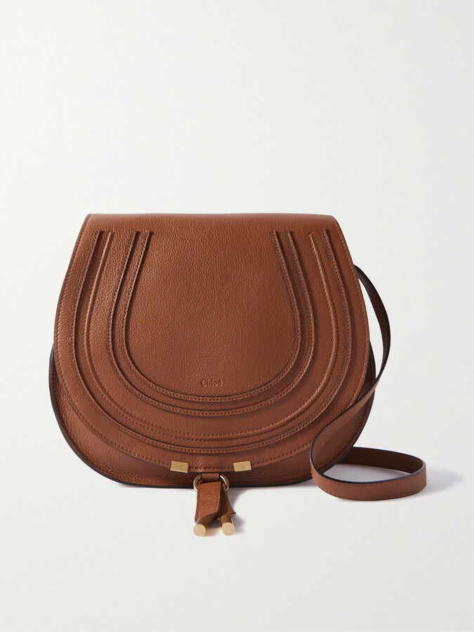 Chloé + Net Sustain Marcie Medium Textured-leather Shoulder Bag - Brown ...