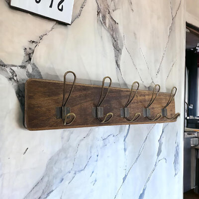 Lark Manor Rustic Farmhouse Wall Mounted Coat Rack, Reclaimed Hardwood ...