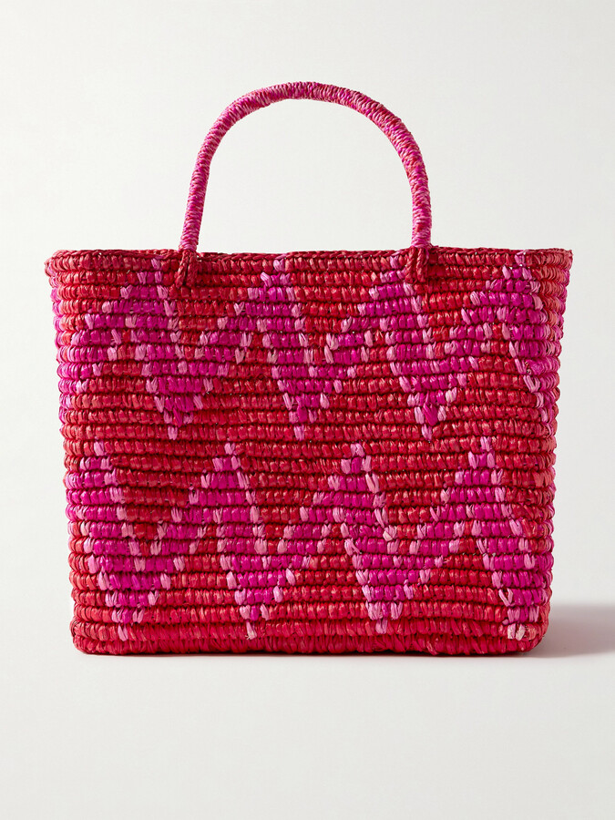 Sensi Canasta Striped Straw Tote - Pink - ShopStyle