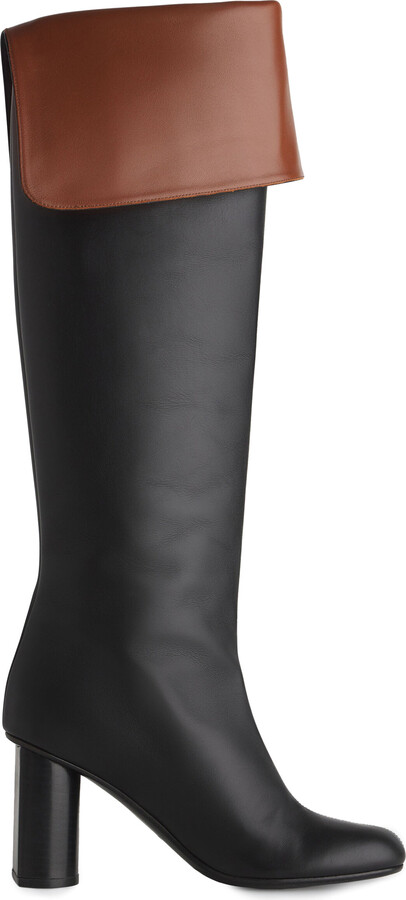 Co Fold-Over Leather Knee Boots - ShopStyle