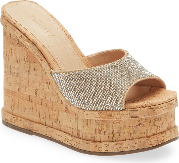 Schutz Dalle Crystal Cork Platform Wedge - ShopStyle