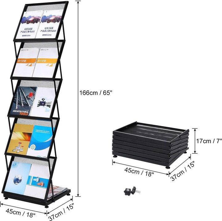 Unique Bargains Foldable Magazine Display Racks 5 Layers Brochure Stand ...