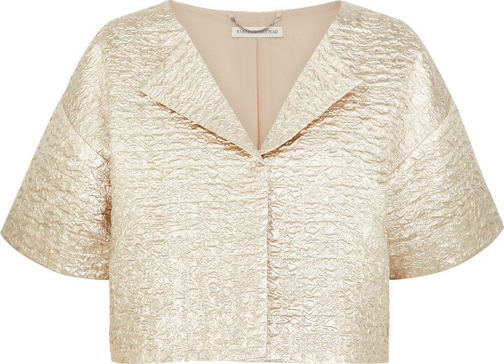 Emilia Wickstead Enna Cropped Metallic Seersucker Jacket - ShopStyle