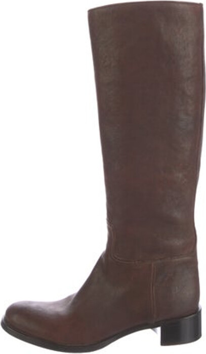 Prada Leather Riding Boots - ShopStyle
