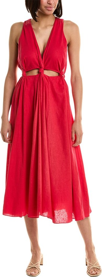 Farm Rio Cutout Linen-Blend Midi Dress - ShopStyle