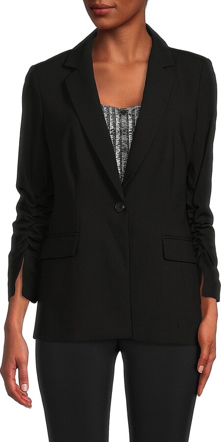 Calvin Klein Ruched Sleeve Jacket - ShopStyle Blazers