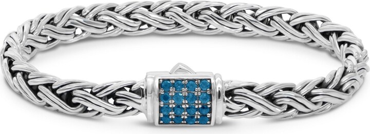 Devata Swiss Blue Topaz & Sterling Silver Paddy Oval 7mm Chain Bracelet ...
