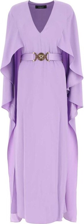 Versace V-Neck Side Slit Cape Dress - ShopStyle