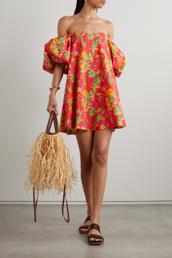 Caroline Constas Palmer Off-the-shoulder Floral-print Cotton-blend ...