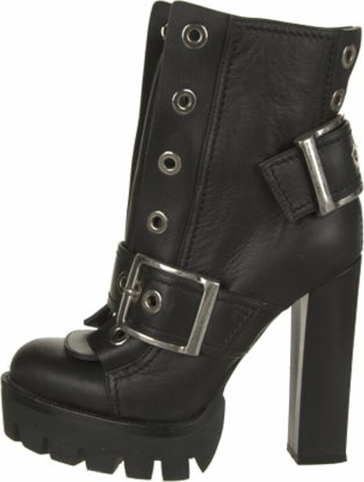 Alexander McQueen Leather Combat Boots - ShopStyle