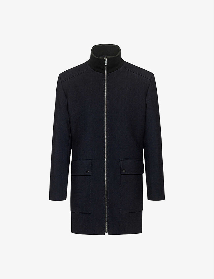 HUGO BOSS Funnel-neck reversible coat - ShopStyle