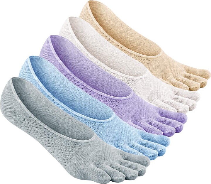 LOFIR Toe Socks Womens No Show Finger Socks Invisible Non-slip Low Cut ...