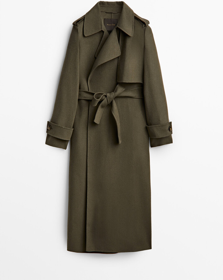 Massimo Dutti Green Wool Blend Trench-Style Jacket - ShopStyle Coats