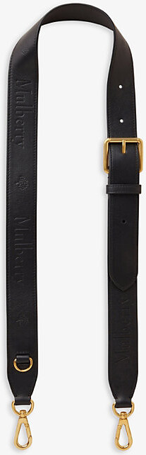 Mulberry Black Logo-debossed Leather bag Strap - ShopStyle