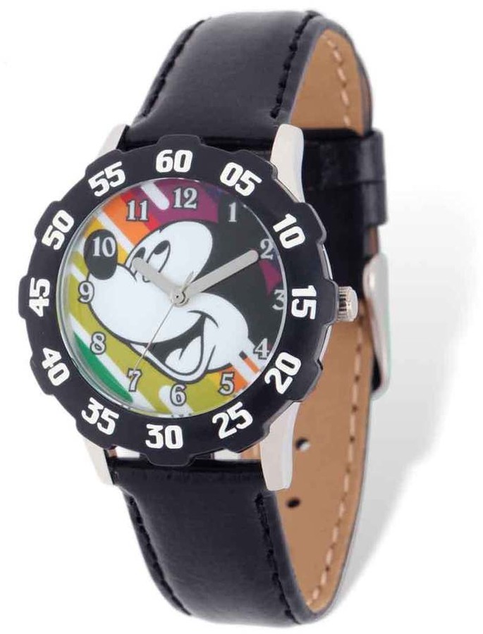 Disney Kids Mickey Mouse Black Leather Tween Watch - ShopStyle
