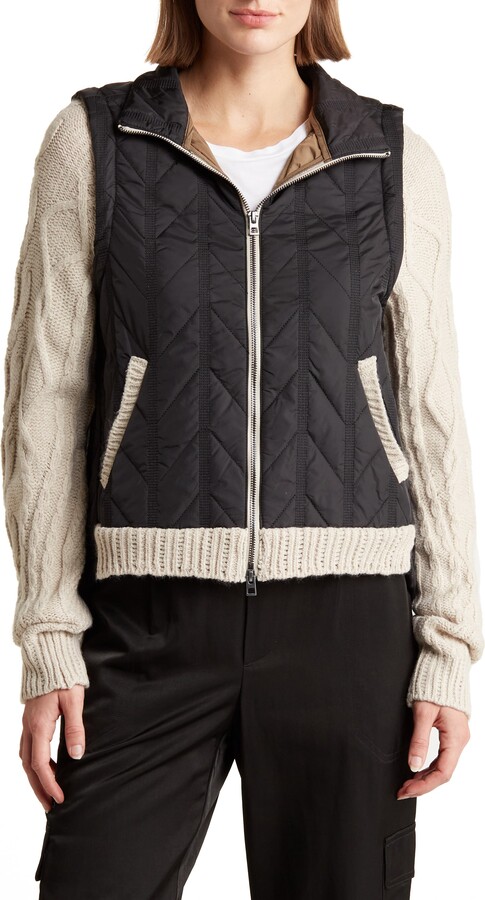 Democracy Mock Neck Quilted Two-Fer Jacket - ShopStyle Sweaters