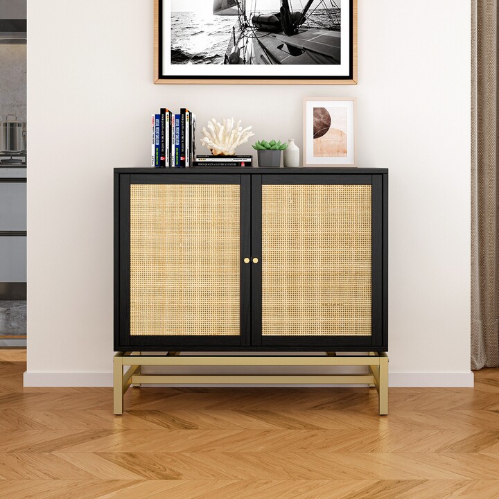 RASOO Natural rural style rattan characteristic storage cabinet, 2 door ...
