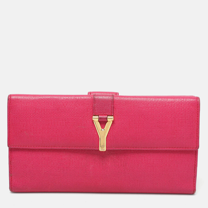 Saint Laurent Pink Leather Ligne Y Flap Wallet - ShopStyle