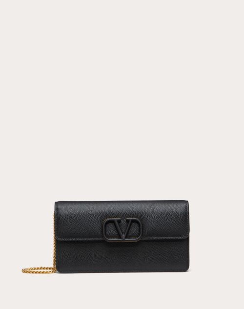 Valentino Garavani VLOGO SIGNATURE GRAINY CALFSKIN WALLET WITH CHAIN ...