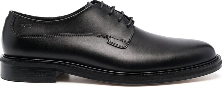 HUGO BOSS logo-embossed leather Derby shoes - ShopStyle