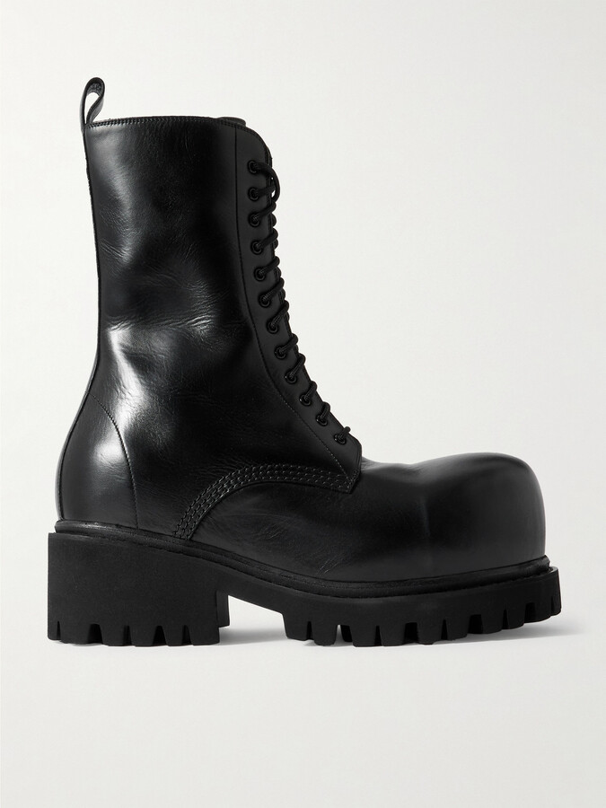 Balenciaga Stomper Leather Boots - ShopStyle