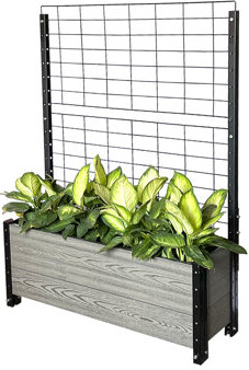 EverBloom Trough Planter Box Raised Garden Bed With Trellis Wood ...