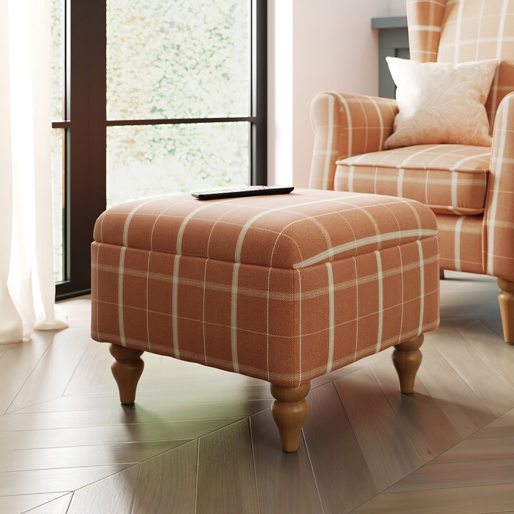 Dunelm Oswald Check Footstool, Terracotta Terracotta - ShopStyle Sofas ...