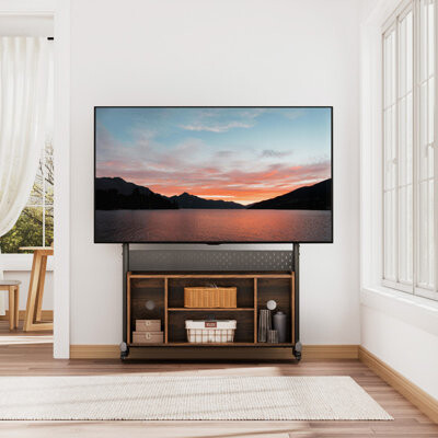 Wade Logan Charrisse Sturdy Rolling TV Stand with Wheels for 50-85 Inch ...