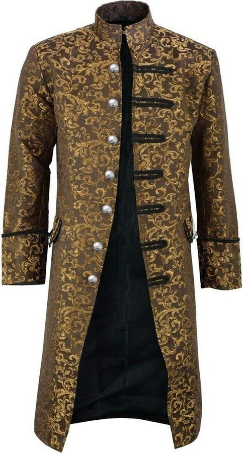 BUZHIDAO Men's Steampunk Vintage Tailcoat Jacket Button Down Gothic ...