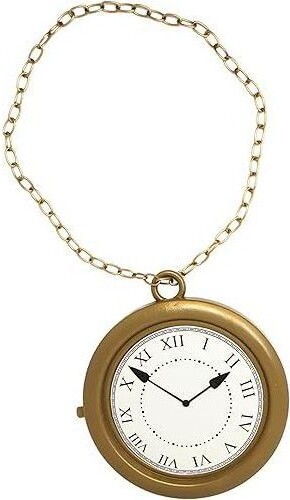 4E's Novelty Jumbo Clock Necklace - 8'' Large Gold Clock for White ...