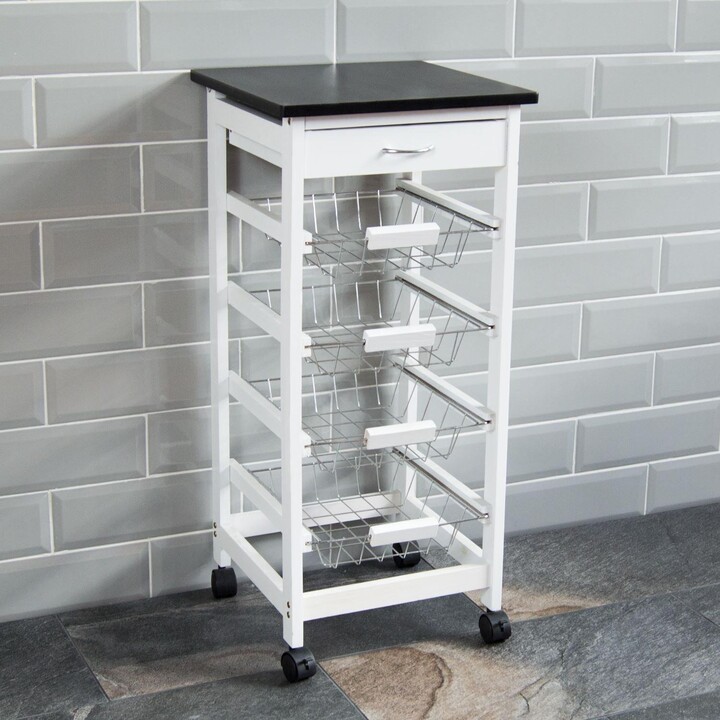 Home Discount Chef Vida 4 Tier Wooden Kitchen Trolley Wheel Cart ...