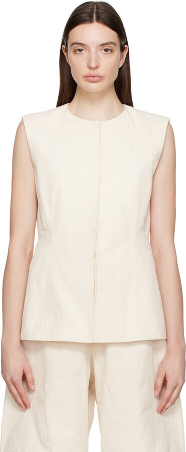LAUREN MANOOGIAN Off-White Structure Vest - ShopStyle Tops