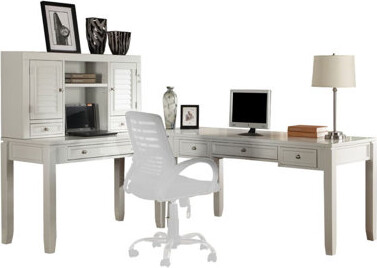 Lark Manor Assiah 4 Piece Solid Wood L-Shape Writing Desk Office Set ...