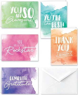 Paper Frenzy Watercolor Appreciation Thank You Note Cards & White ...