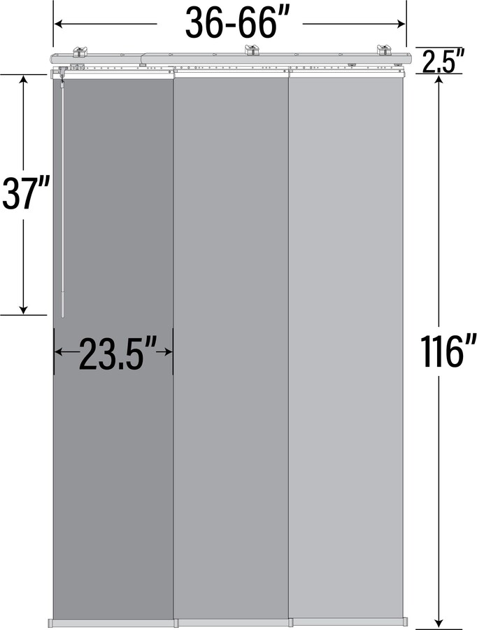 InStyleDesign Seashell 3-Panel Single Rail Panel Track Extendable 36 ...