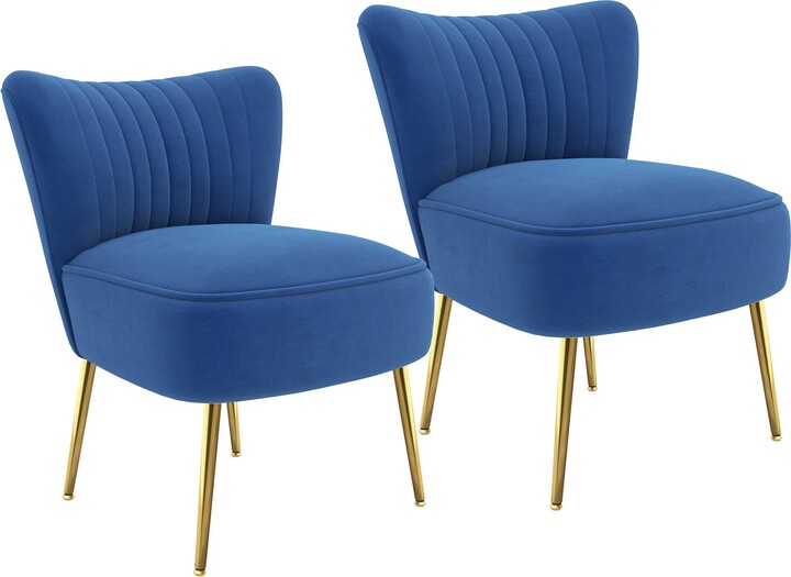 HOMCOM Velvet Armless Accent Chairs Set of 2 with Channel Tufting ...