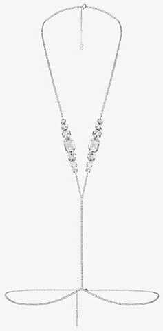 Swarovski Womens Crystal x Skims V-shape Stainless-steel Body Chain ...