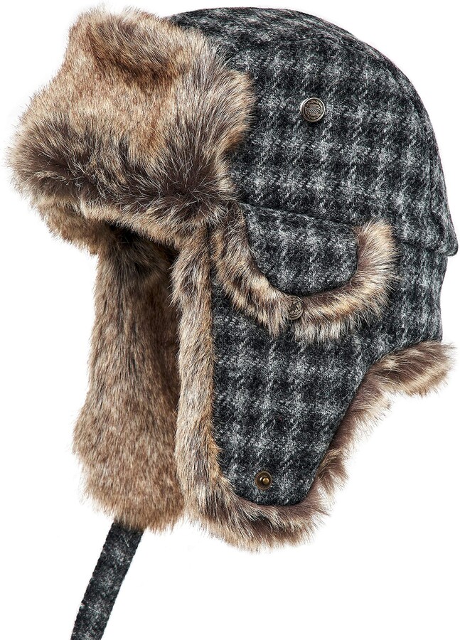 Sterkowski Lumberjack Scottish Harris Tweed Trapper Cap 59 cm Gray ...