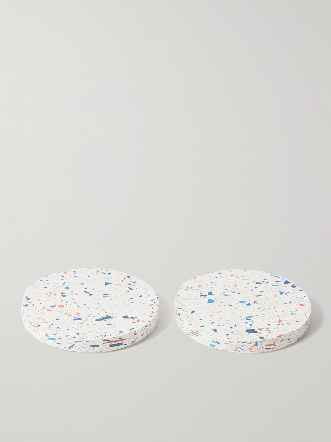 Katie Gillies Set of Two Marble-Effect Jesmonite Coasters - ShopStyle