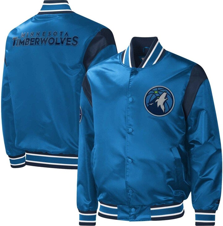 Men's Starter Blue Minnesota Timberwolves Force Play Satin Full-Snap ...