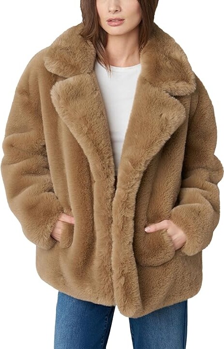 Blank NYC Faux Fur Jacket Women's Coat Iced Frappe : MD, Spandex ...