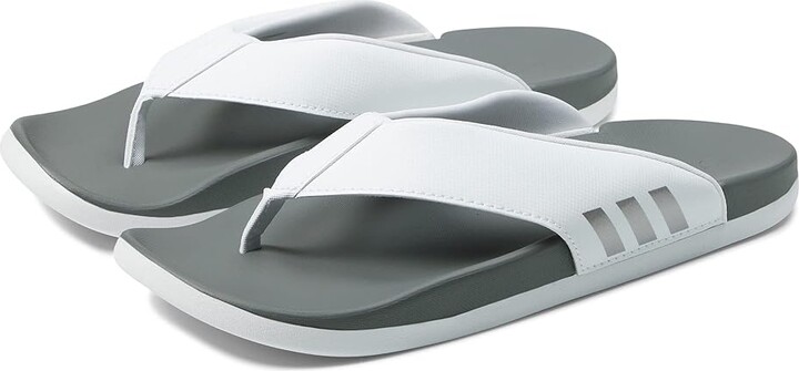 adidas Adilette Comfort Flip-Flop (White/Taupe Metallic) Women's Shoes ...